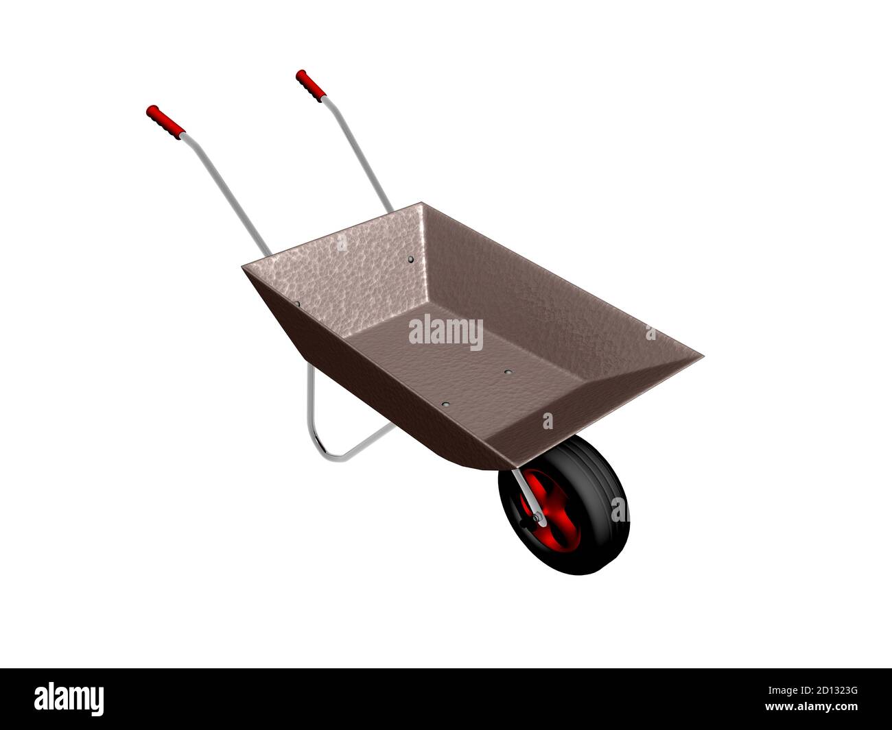 metallic wheelbarrow with red handles Stock Photo - Alamy