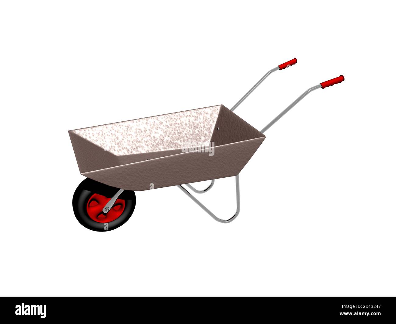metallic wheelbarrow with red handles Stock Photo - Alamy