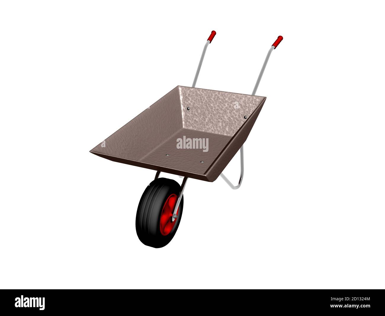 metallic wheelbarrow with red handles Stock Photo - Alamy