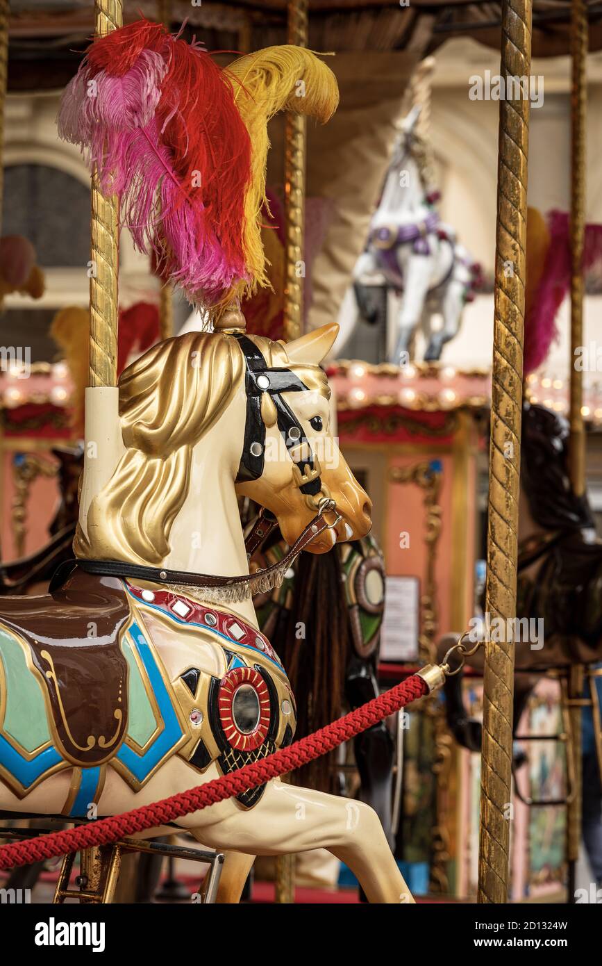Closeup of a Carousel Horses or Merry-go-round. Florence, Italy ...