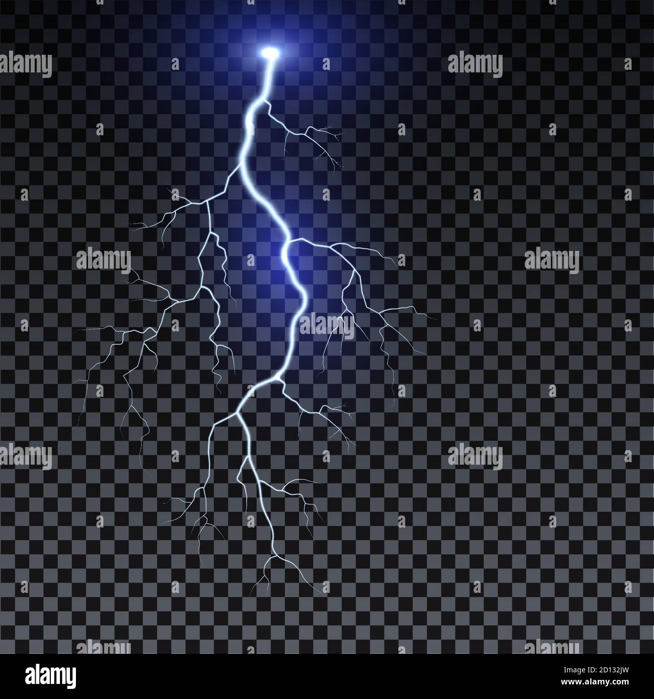 Realistic lightning. Thunder spark light on transparent background ...