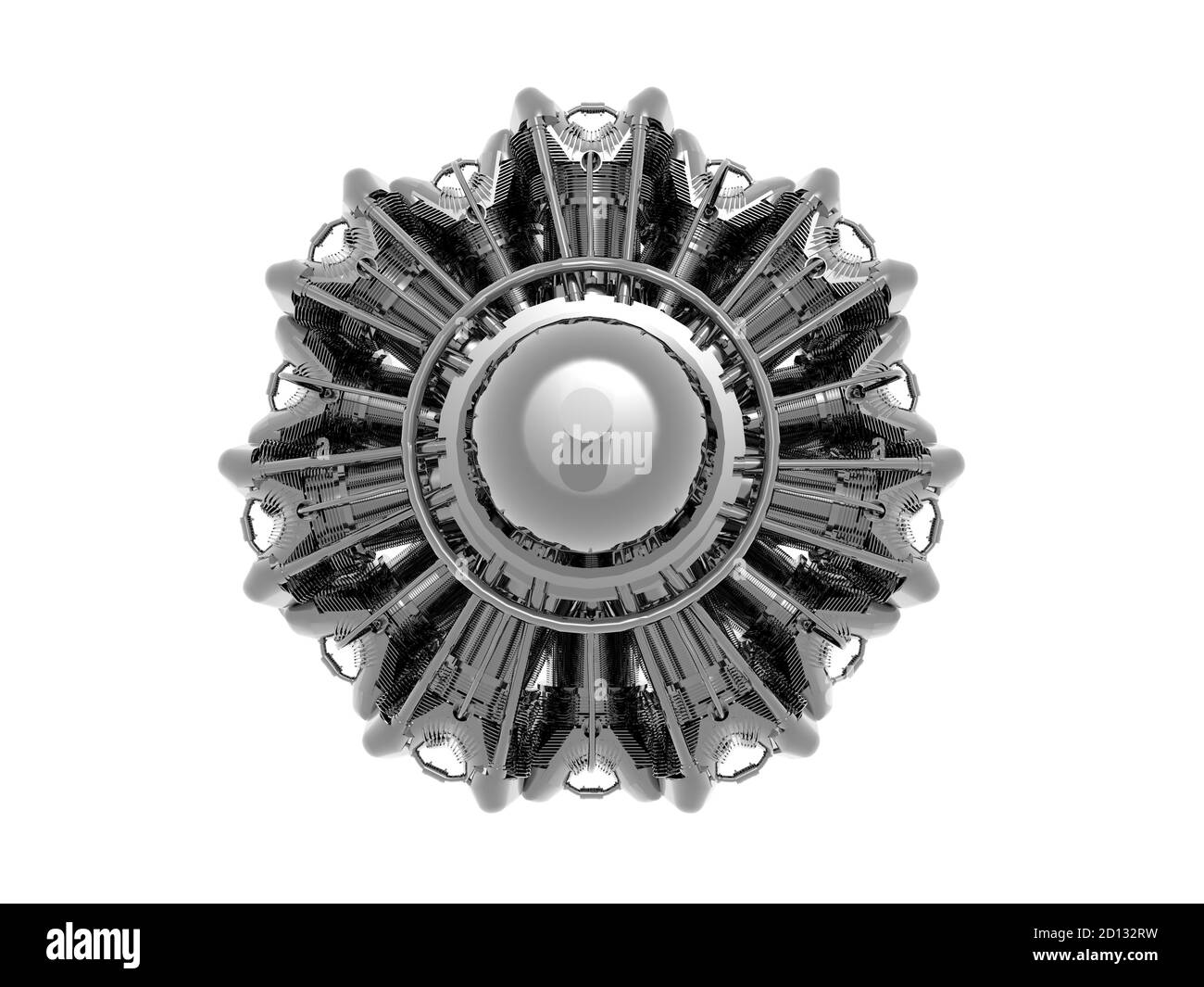 steel star-shaped airplane engine shines Stock Photo - Alamy