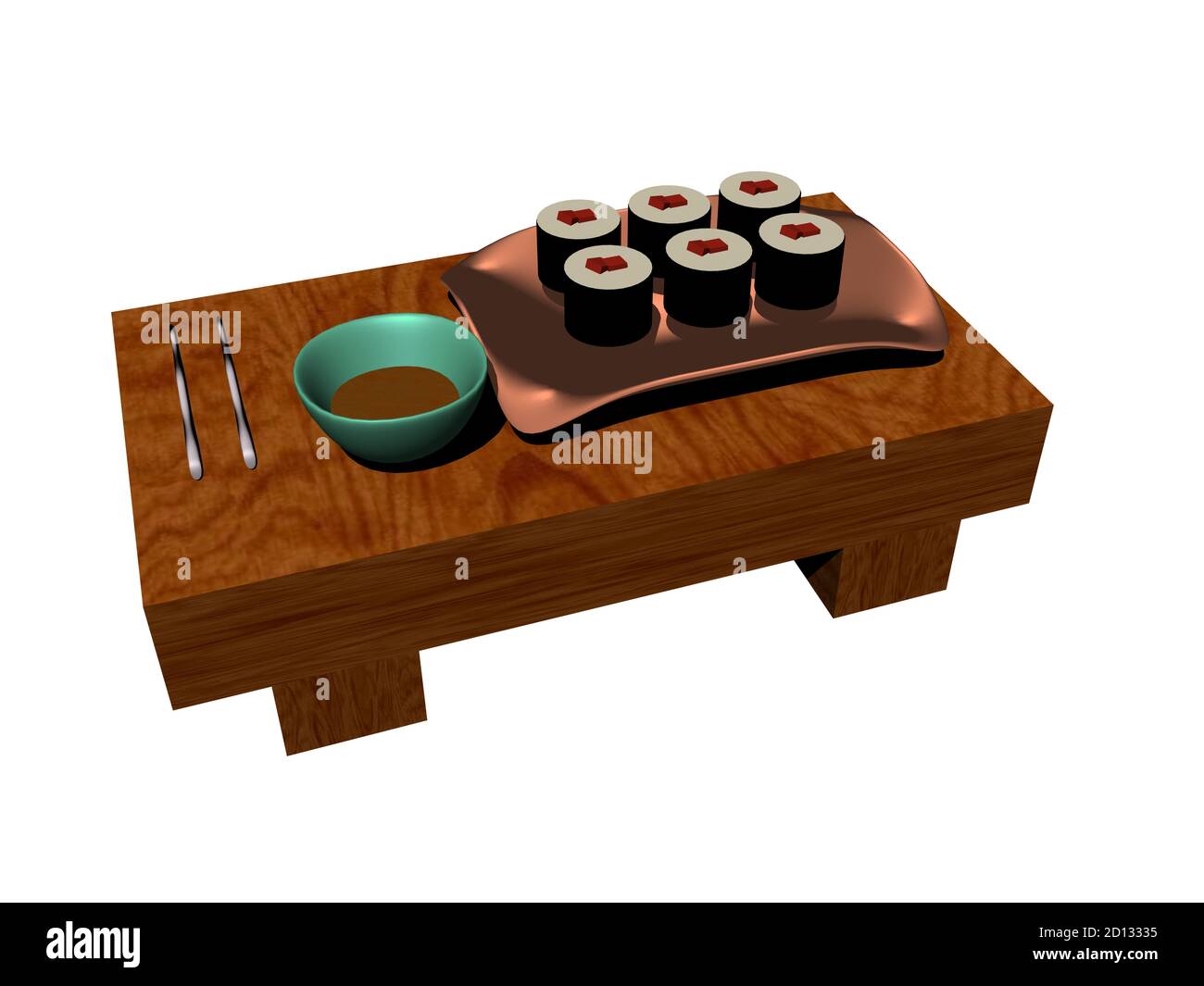 low Japanese wooden table with bowls and dishes Stock Photo - Alamy