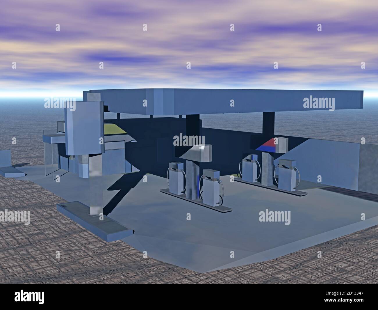 Petrol station with petrol pumps Stock Photo - Alamy