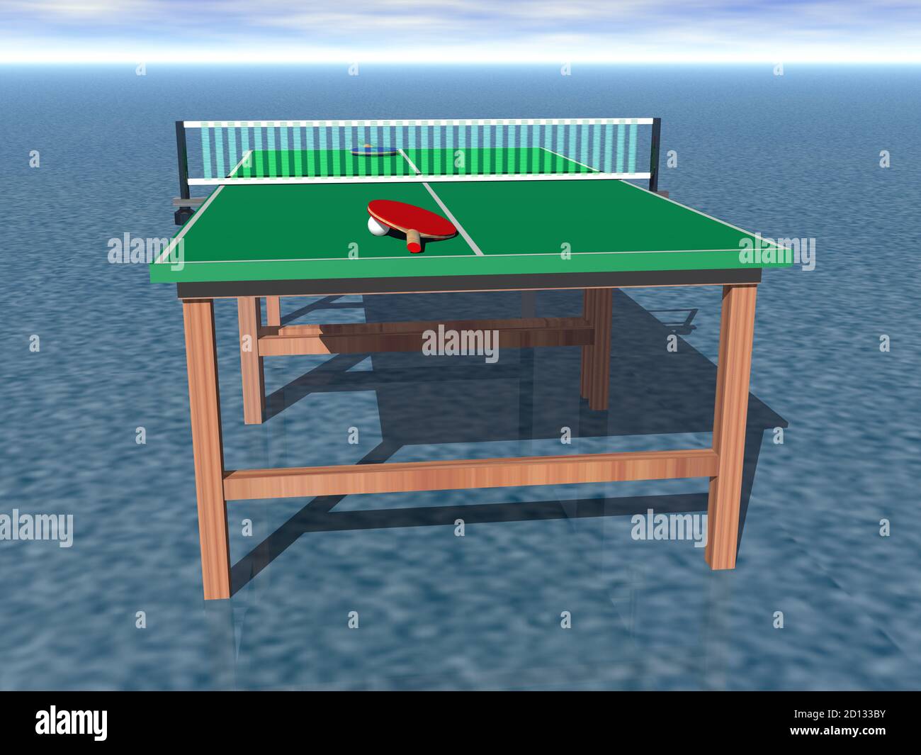 green table tennis table with net and rackets Stock Photo - Alamy