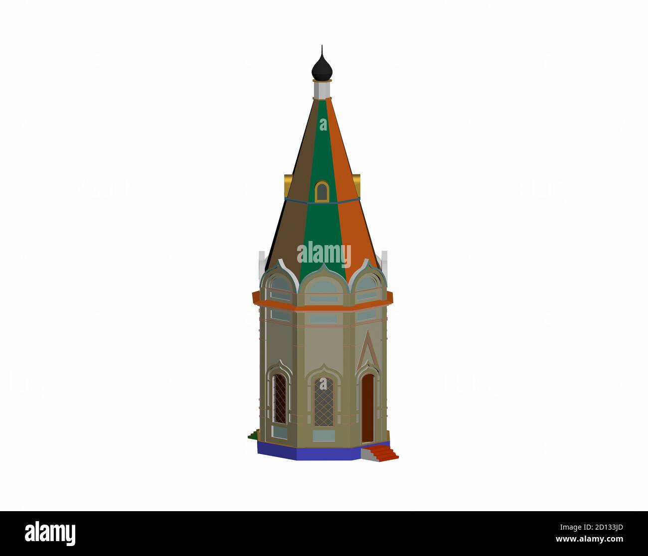 Church tower with bells and pointed roof Stock Photo - Alamy