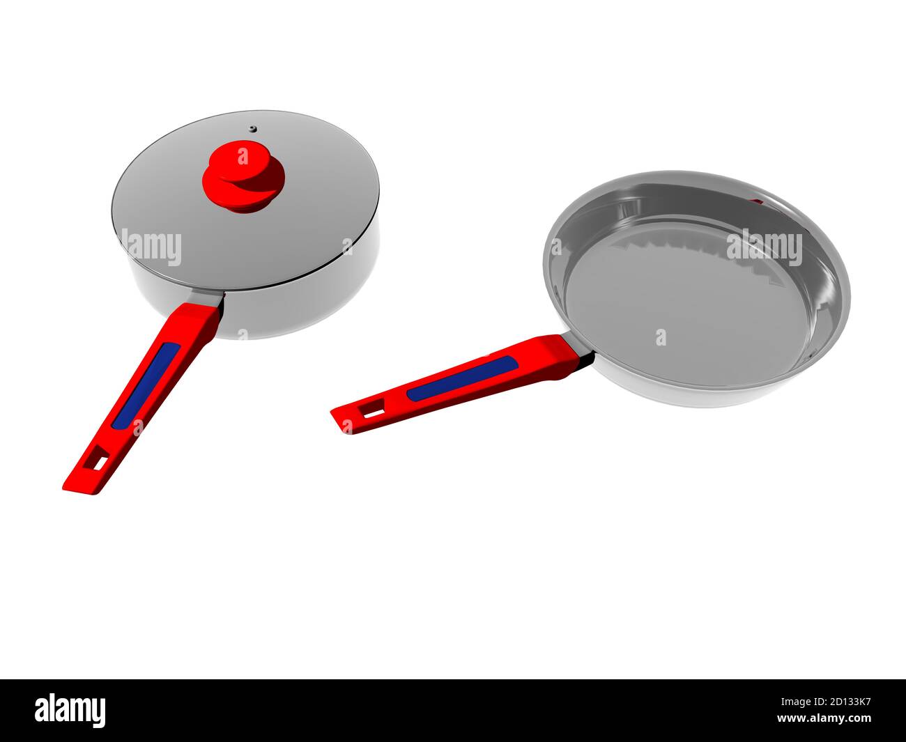 Frying pan with lid and red handle Stock Photo - Alamy