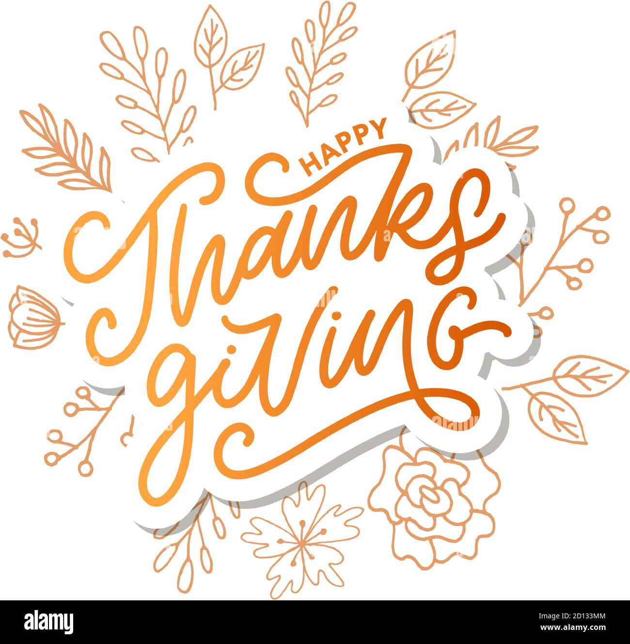 happy thanksgiving lettering calligraphy text brush vector Stock Vector Image & Art - Alamy
