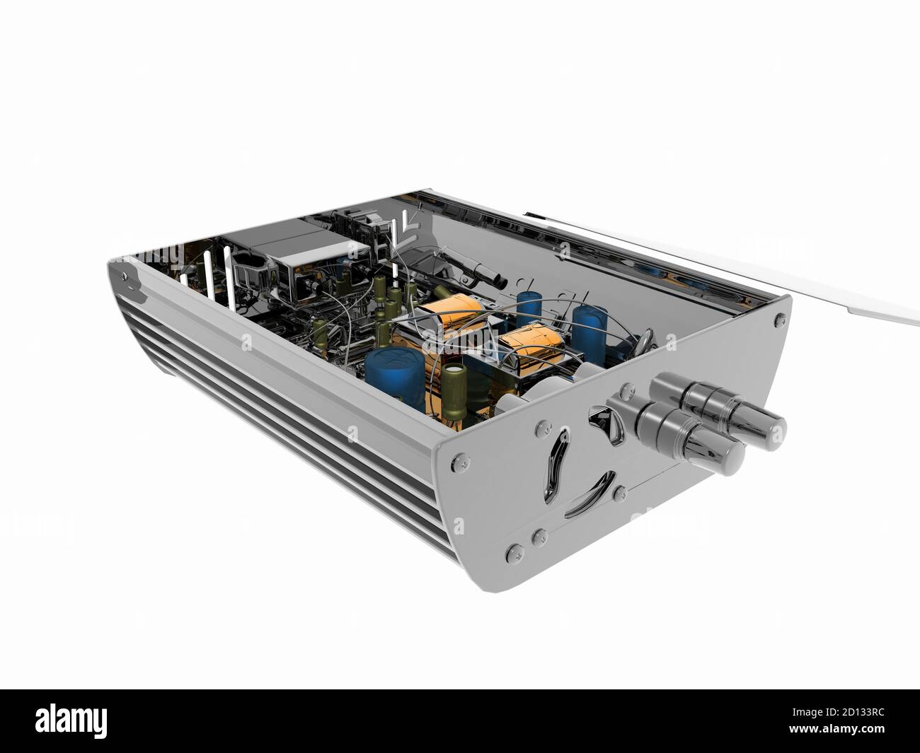 metallic housing with electronic components such as coils, transistors ...