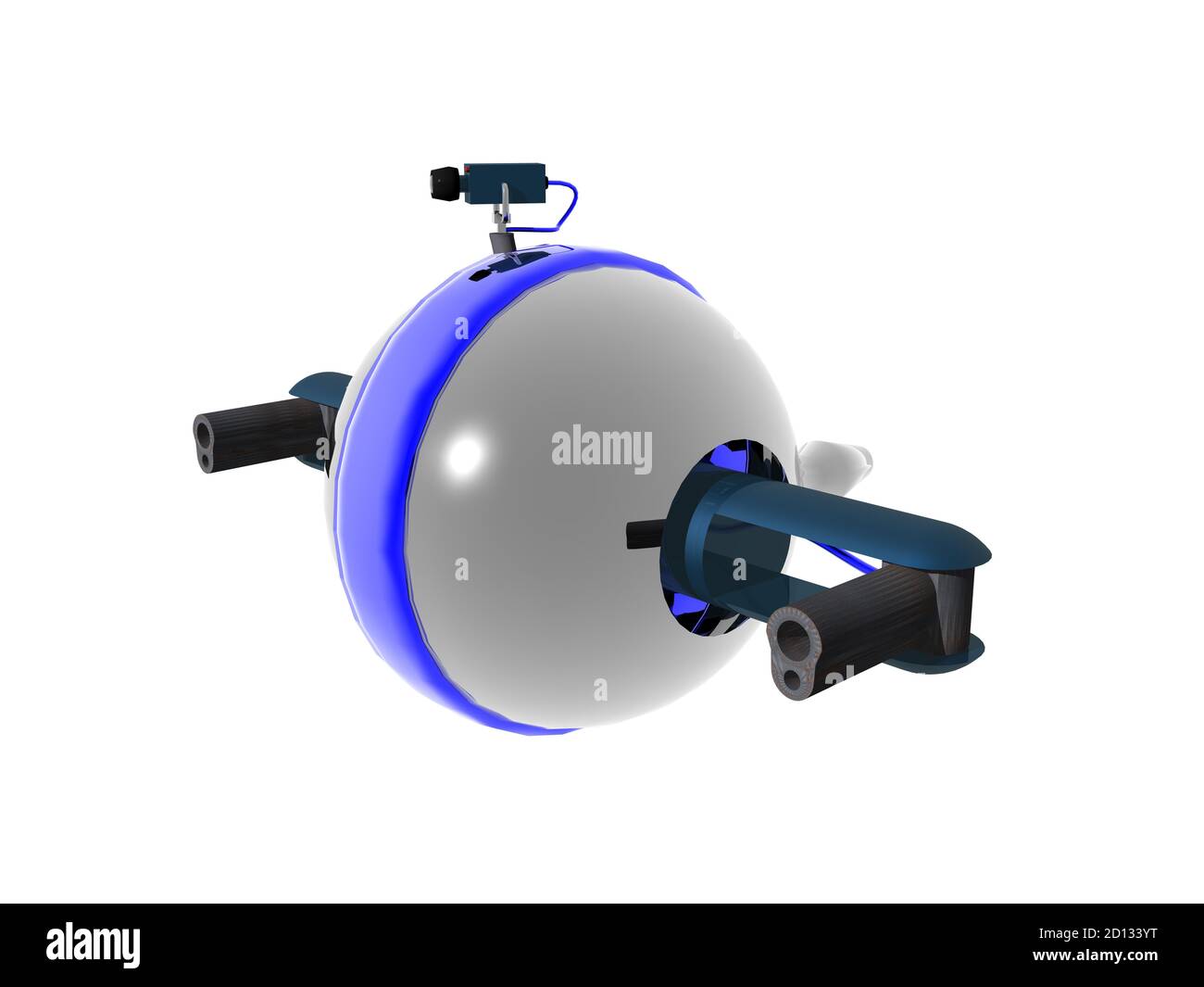 spherical, shiny guard robot with armament Stock Photo - Alamy
