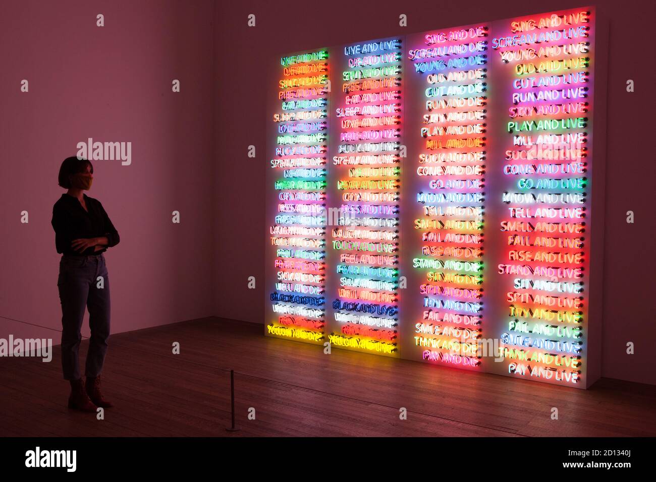 London, UK, 5 October 2020: American artist Bruce Nauman's work is ...