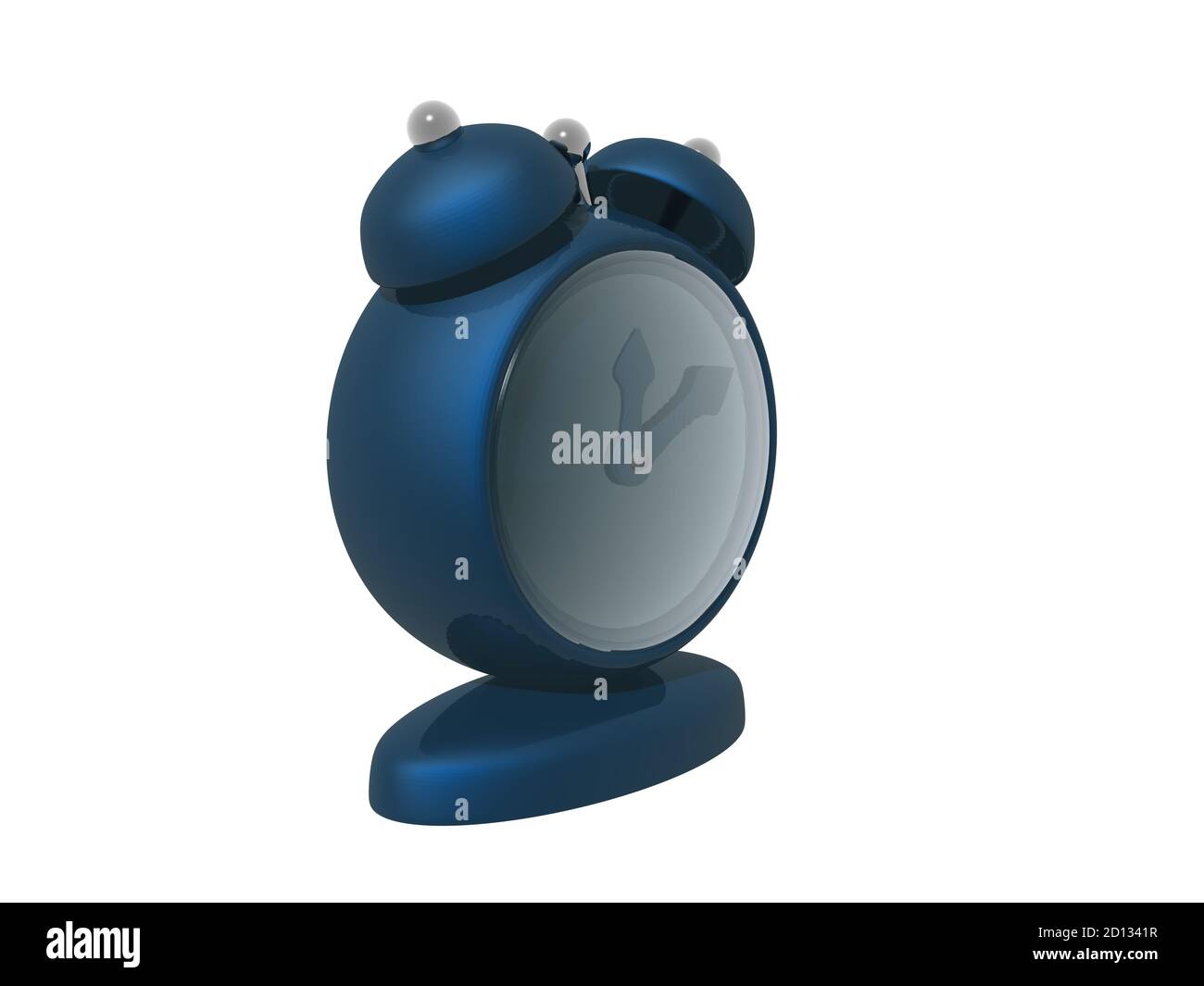 old fashioned blue alarm clock with bells Stock Photo - Alamy