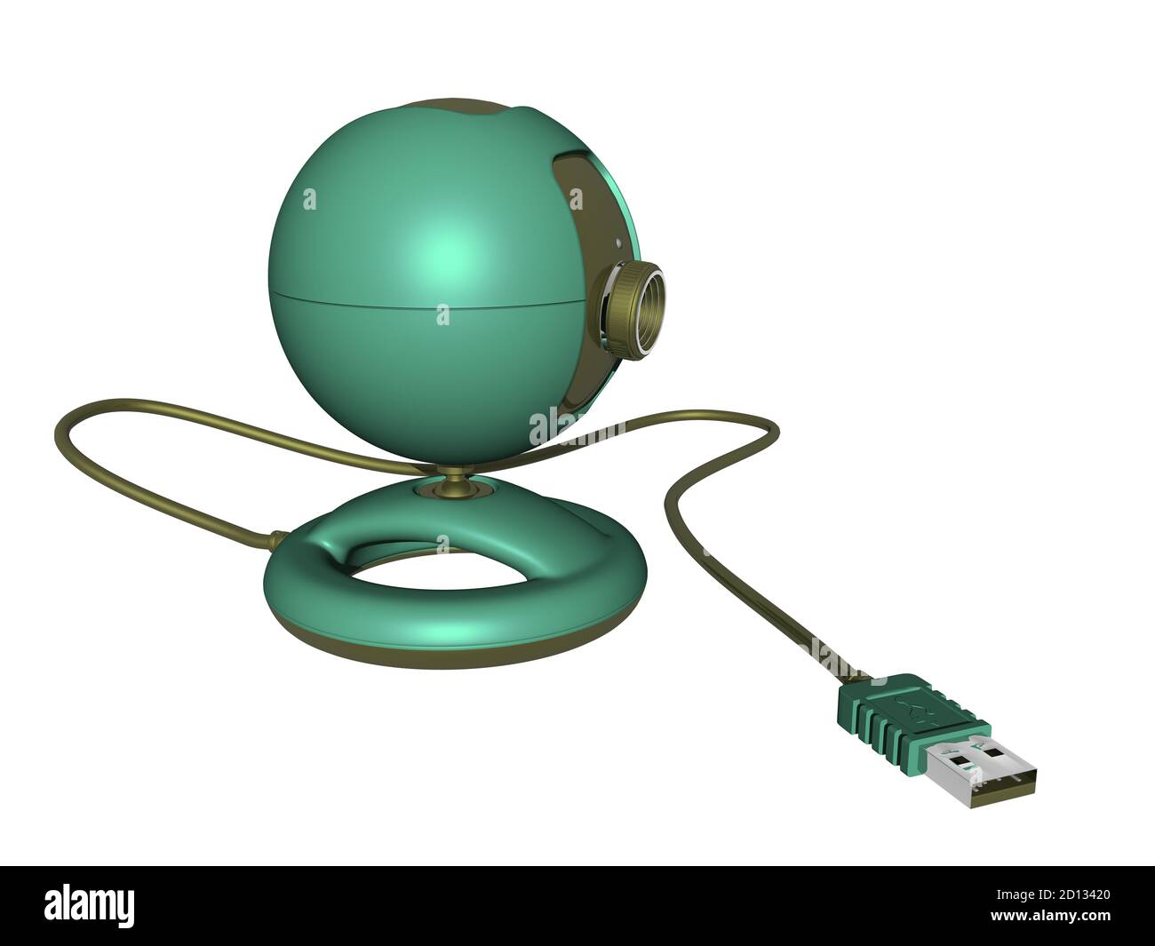 green spherical webcam with cable Stock Photo - Alamy