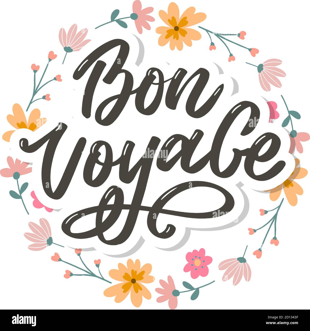 Bon Voyage Hand Lettering Vector Calligraphy Travel Stock Vector Image ...