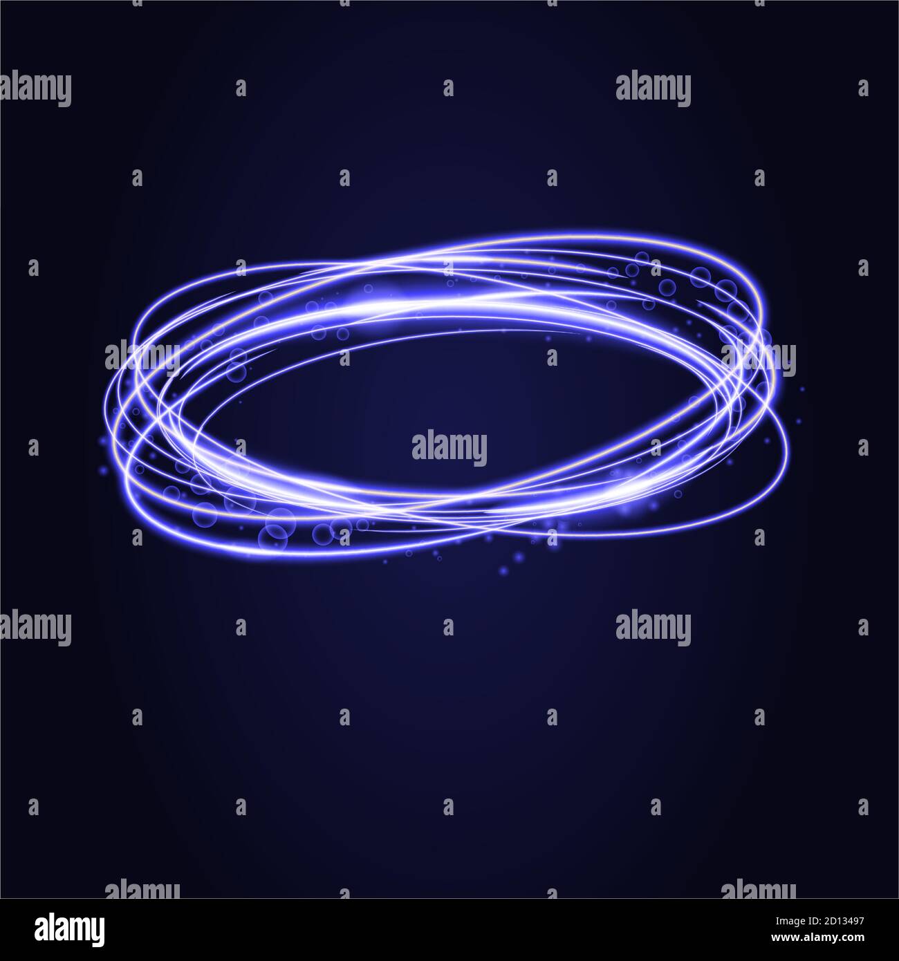 Blue tornado, swirling storm cone of stardust sparkles on dark ...