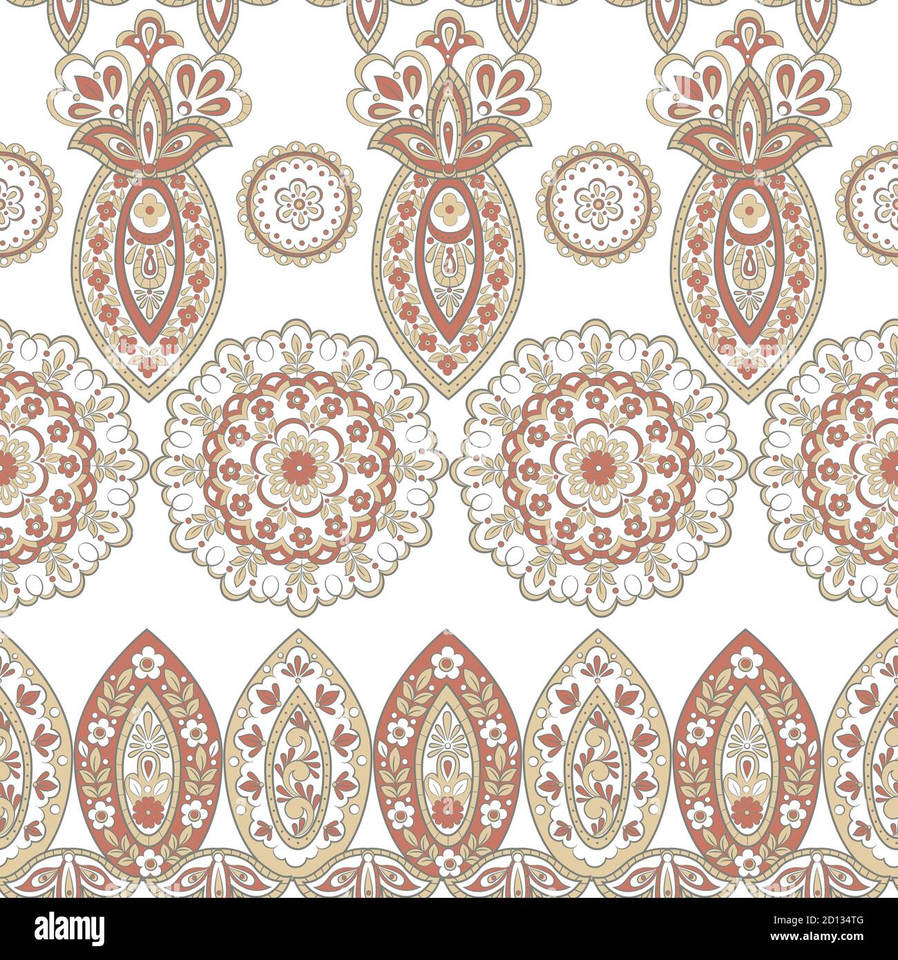 Damask seamless pattern with flowers in Indian style. Floral vector ...