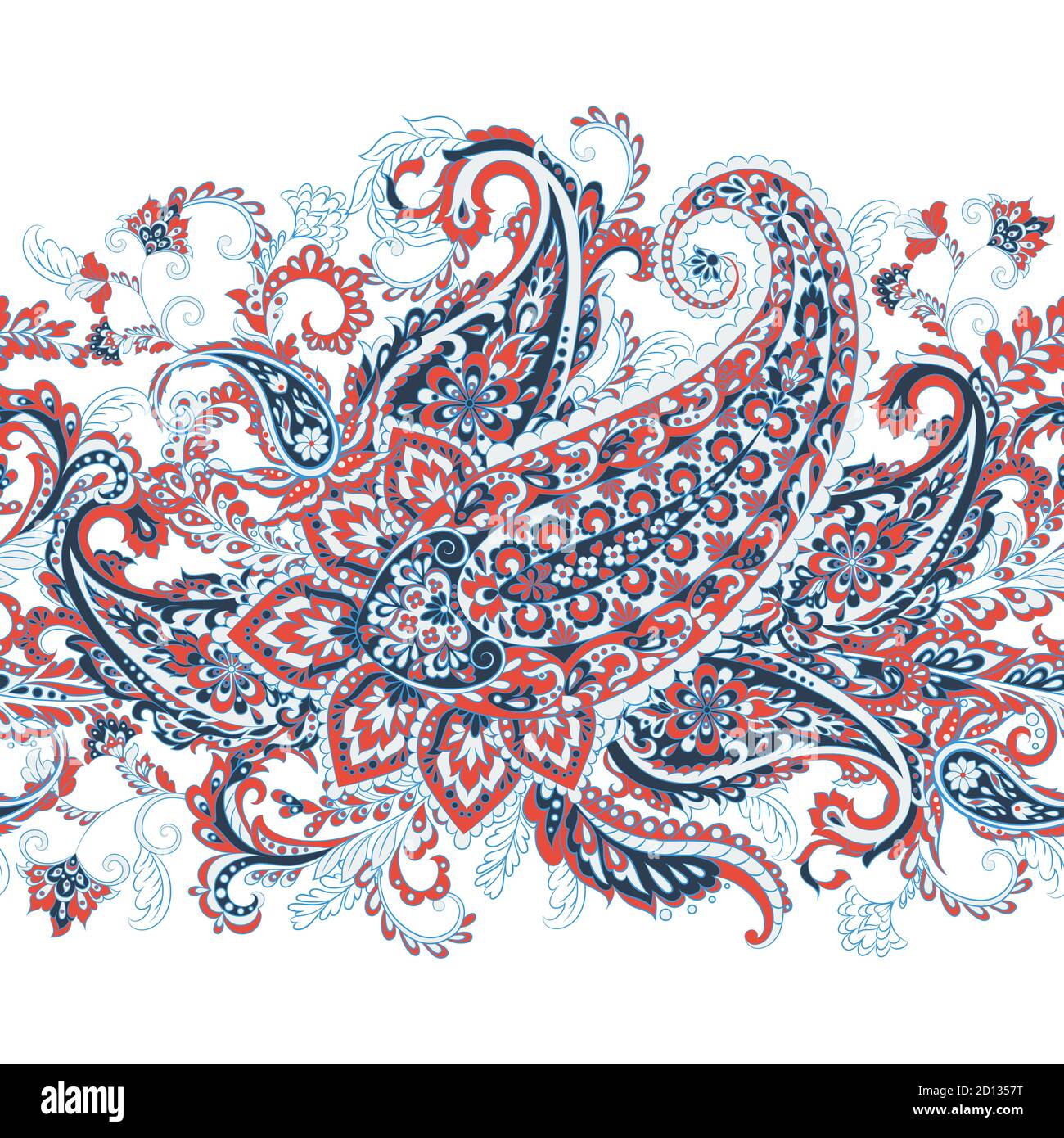 Paisley seamless border pattern. Vector ethnic ornament Stock Vector ...
