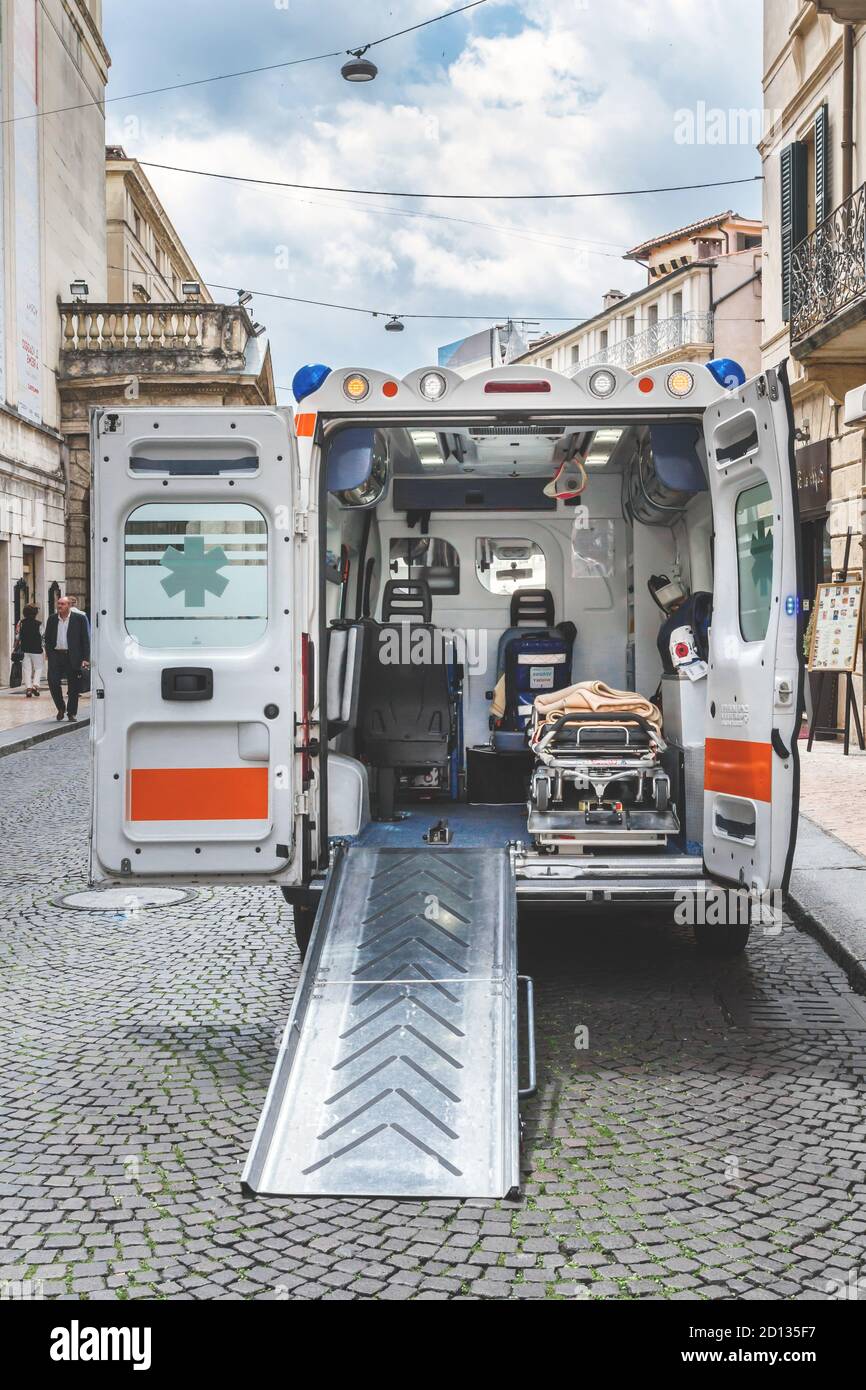 Ambulance van rescue victims of epidemic coronavirus interior covid-19 ...