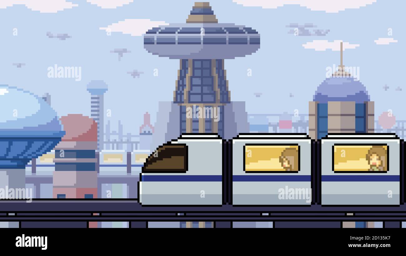 Future town cartoon hi-res stock photography and images - Alamy