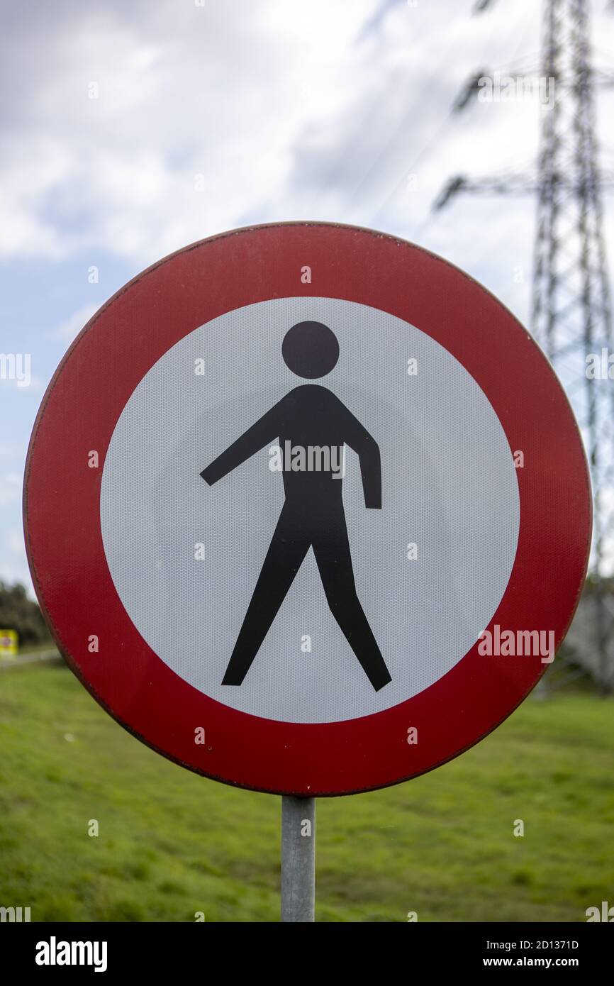 AADORP, NETHERLANDS - Sep 07, 2020: Round traffic sign on the side of a ...