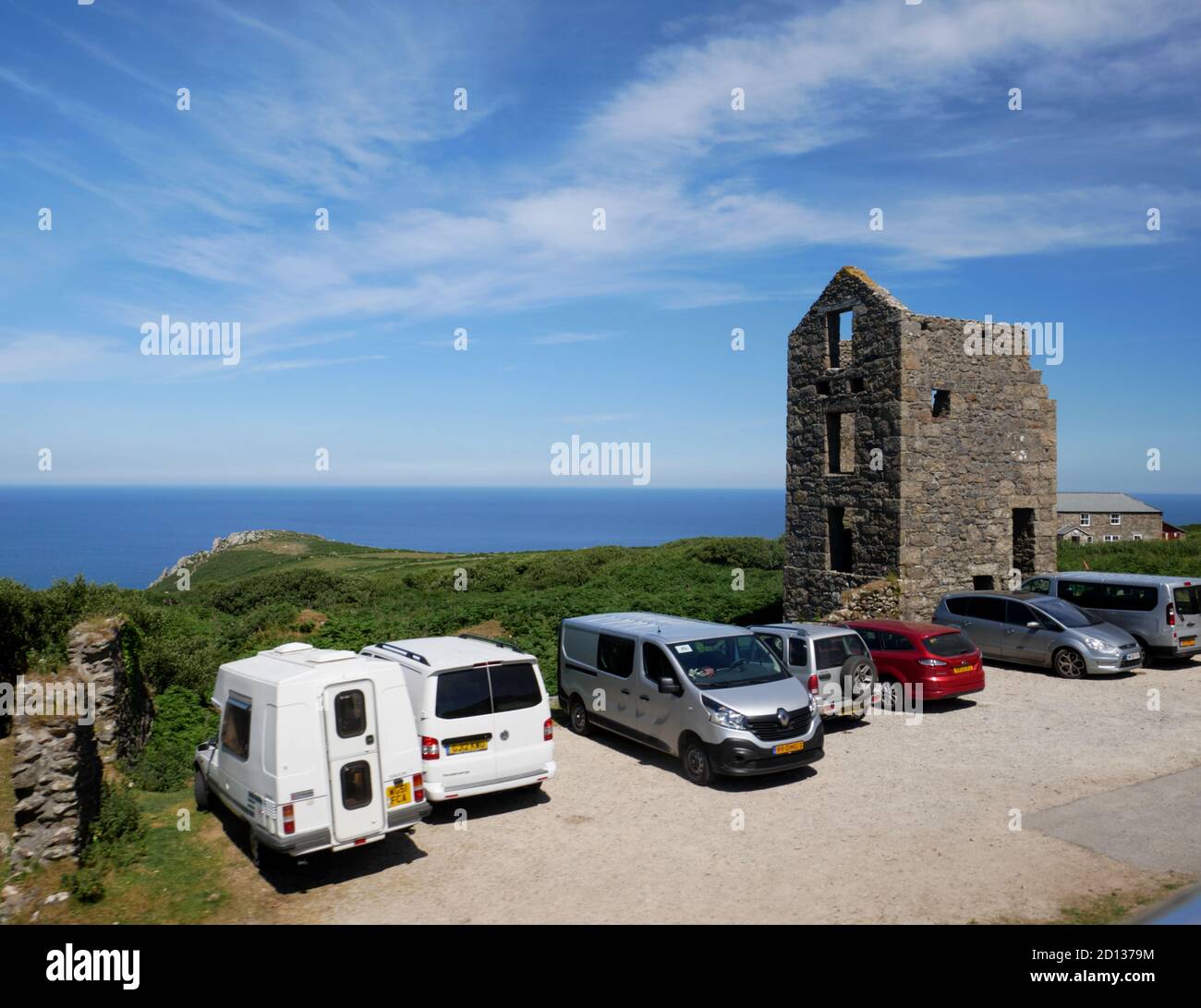 The ruins of Carn Galver mine, west Cornwall, seen from the First ...
