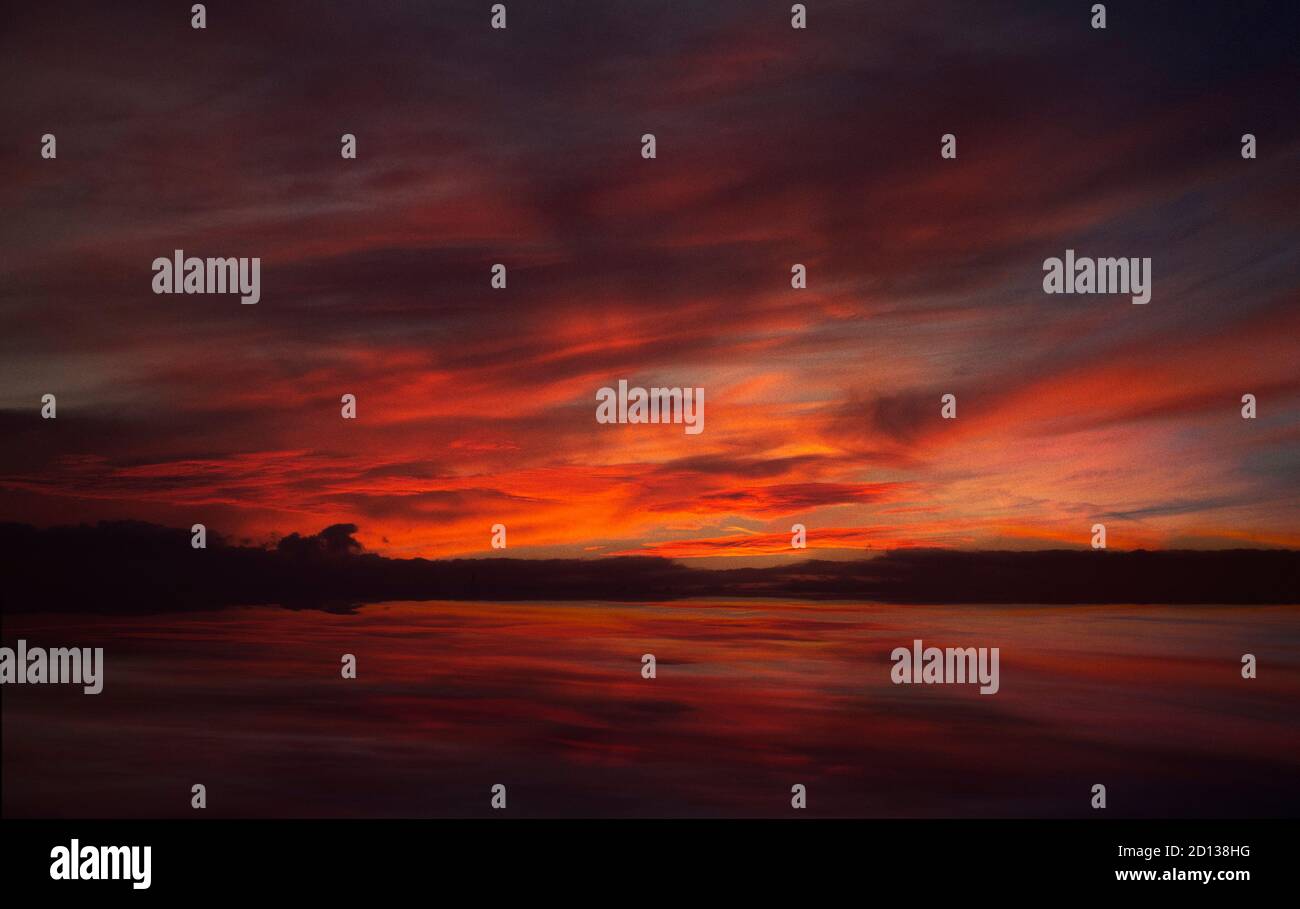 orange red sunset in norfolk Stock Photo - Alamy