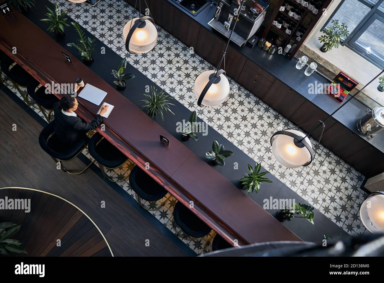 Focused photo on bar counter in public place Stock Photo - Alamy