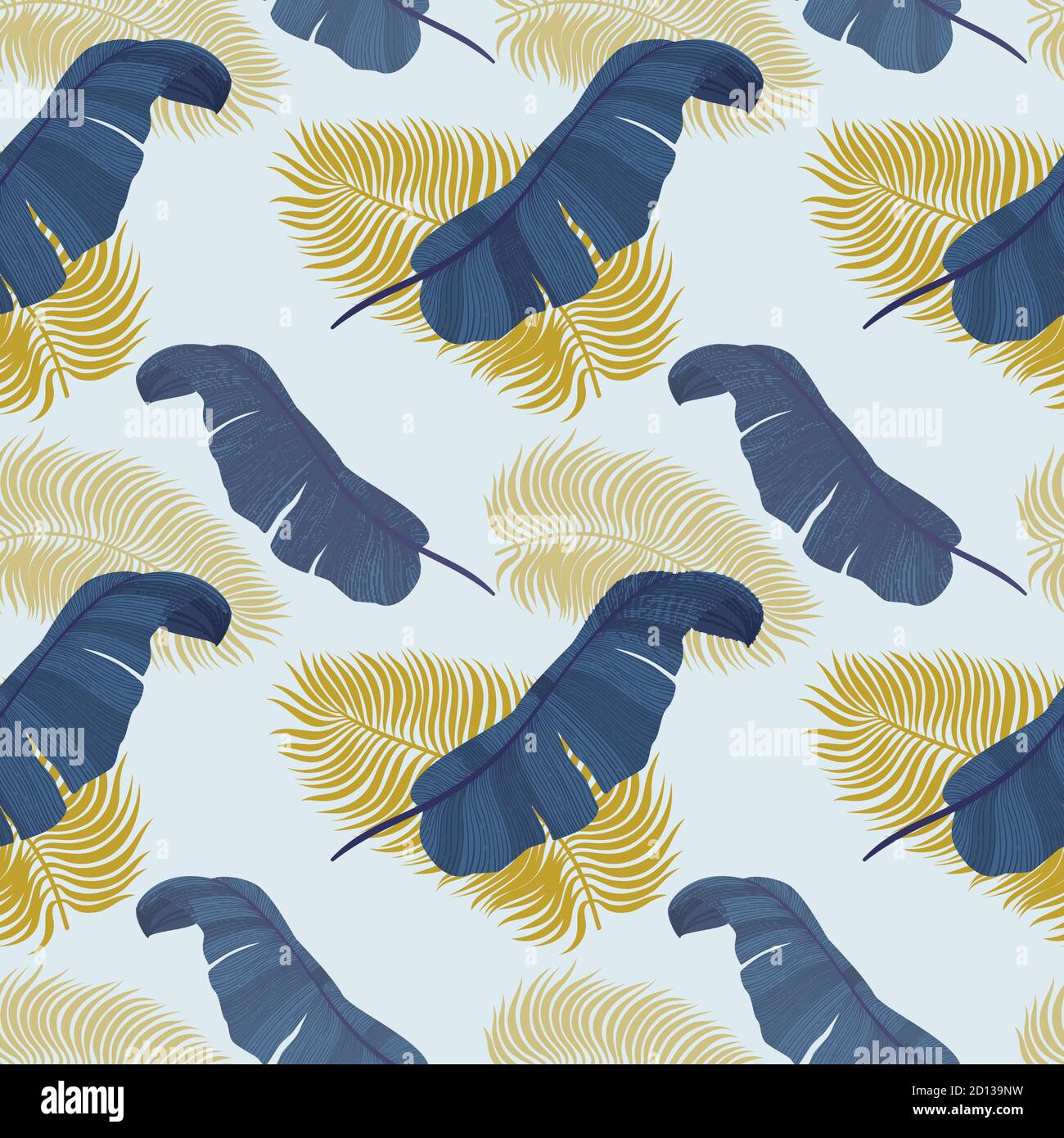 Tropical seamless pattern with exotic palm leaves. Monstera, palm ...