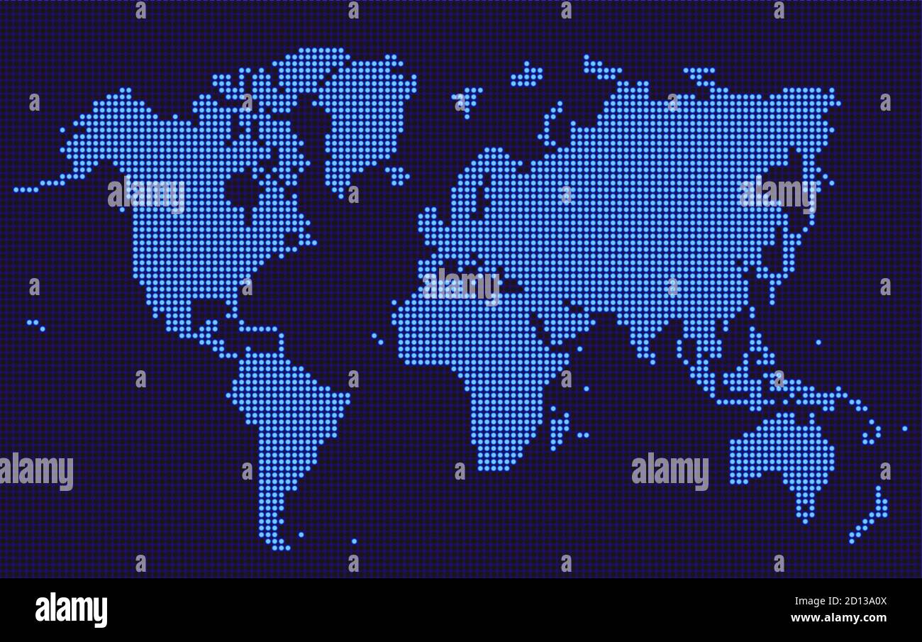 World map blue round dots Stock Vector Images - Alamy