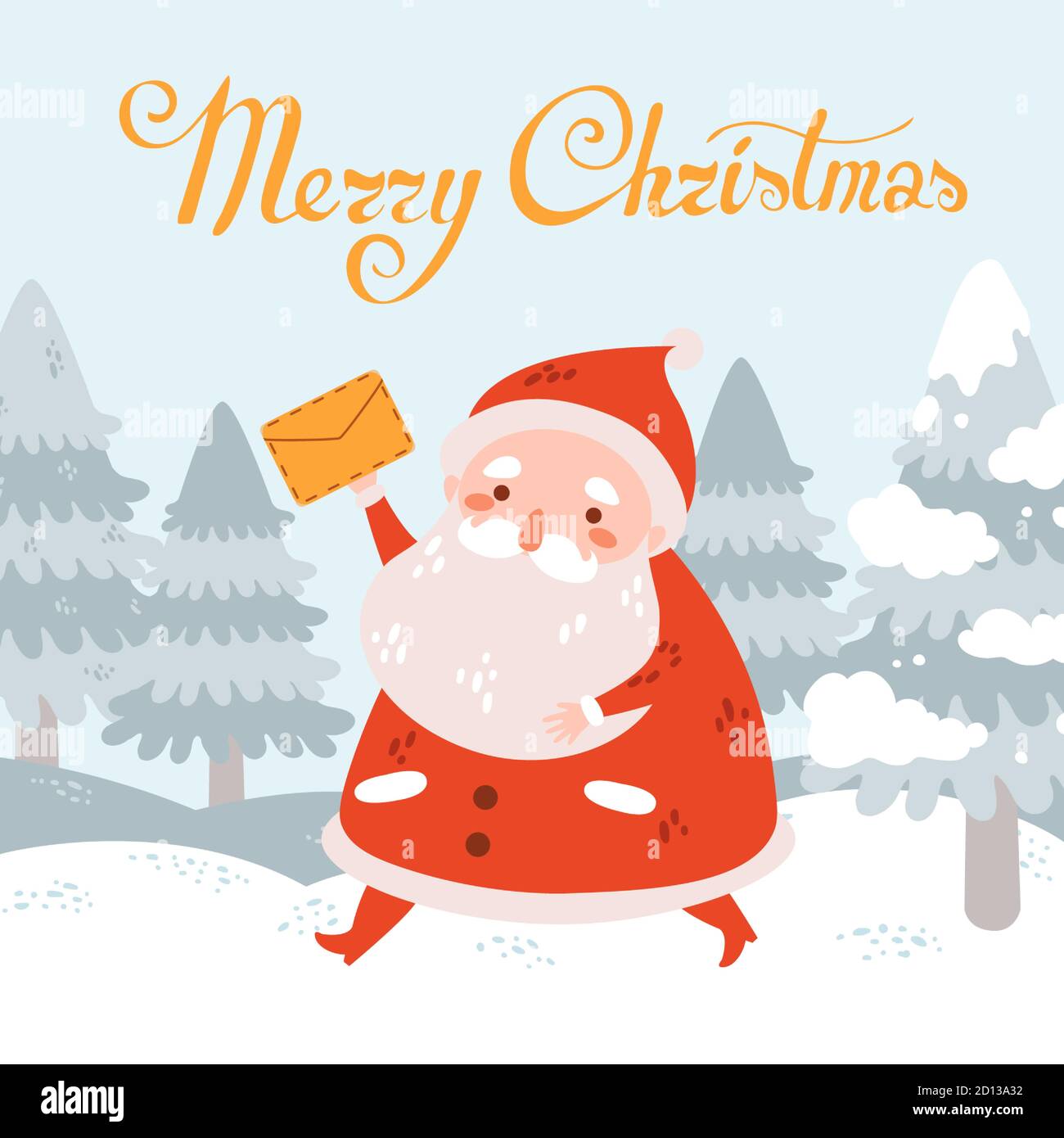 Christmas postcard letter in Stock Vector Images - Alamy