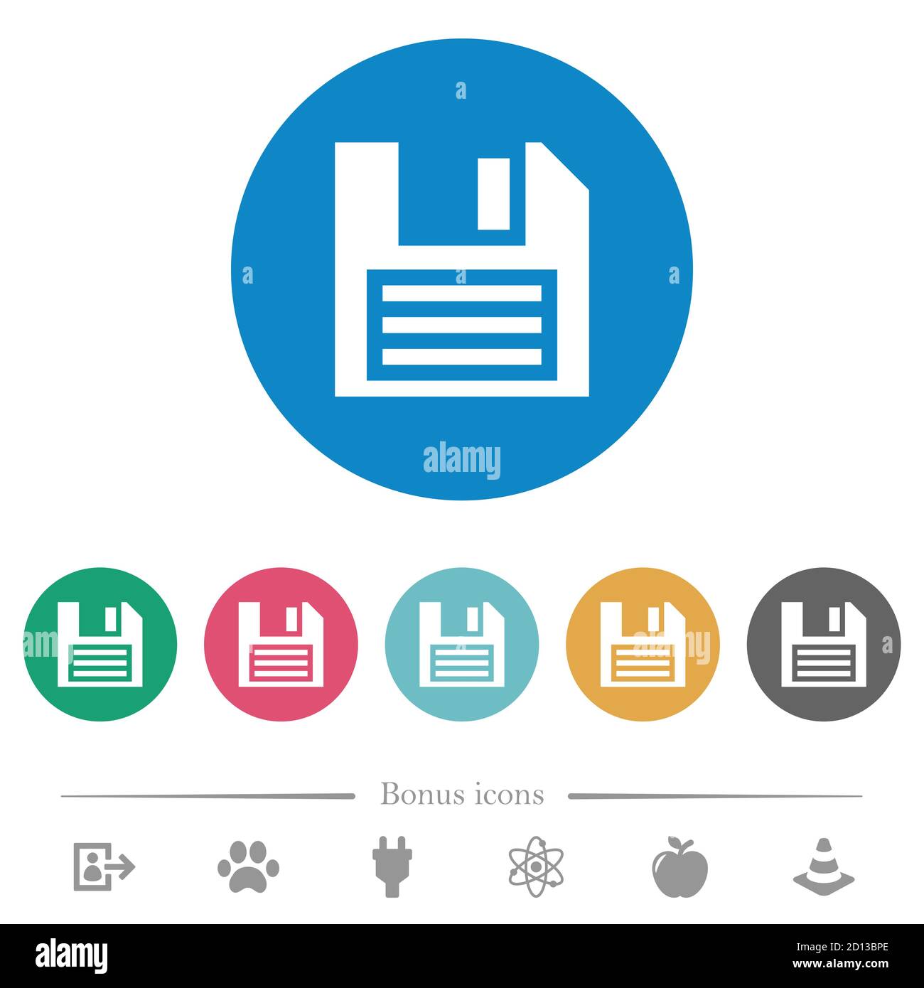 Floppy disk with vignette flat white icons on round color backgrounds ...