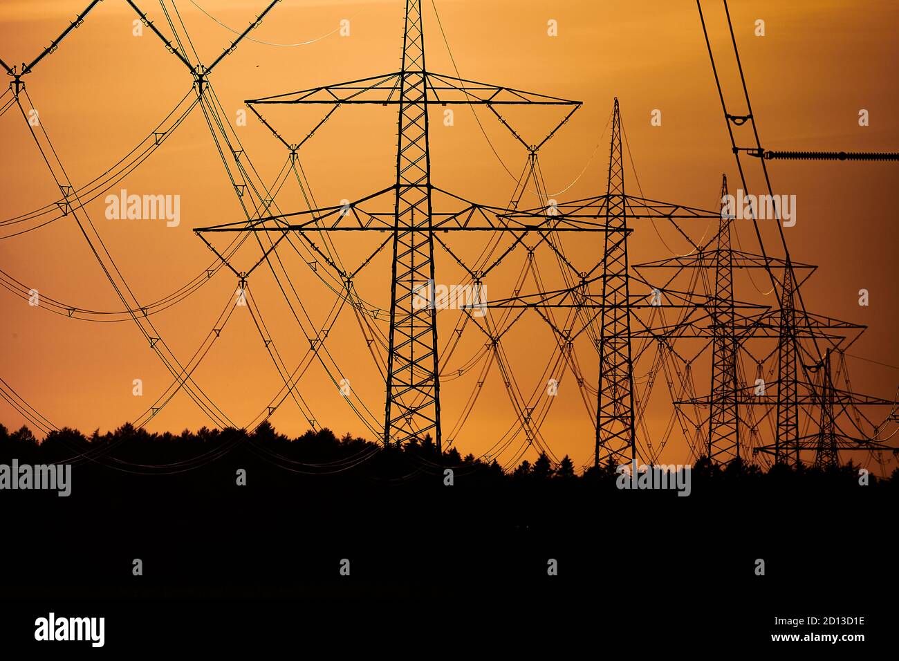 electricity transportation with hgh voltage wire on pylon Stock Photo ...