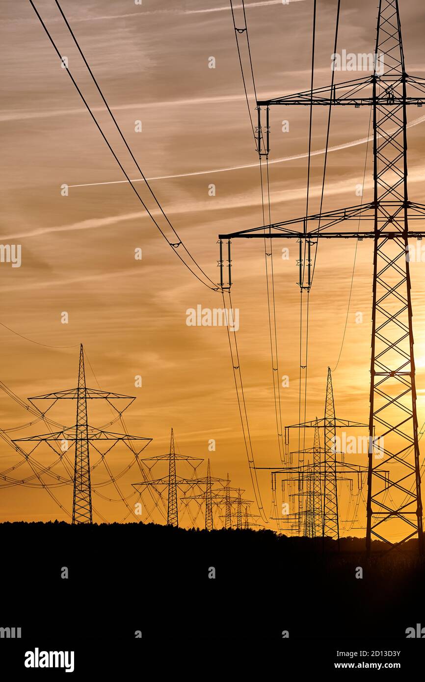 electricity transportation with hgh voltage wire on pylon Stock Photo ...