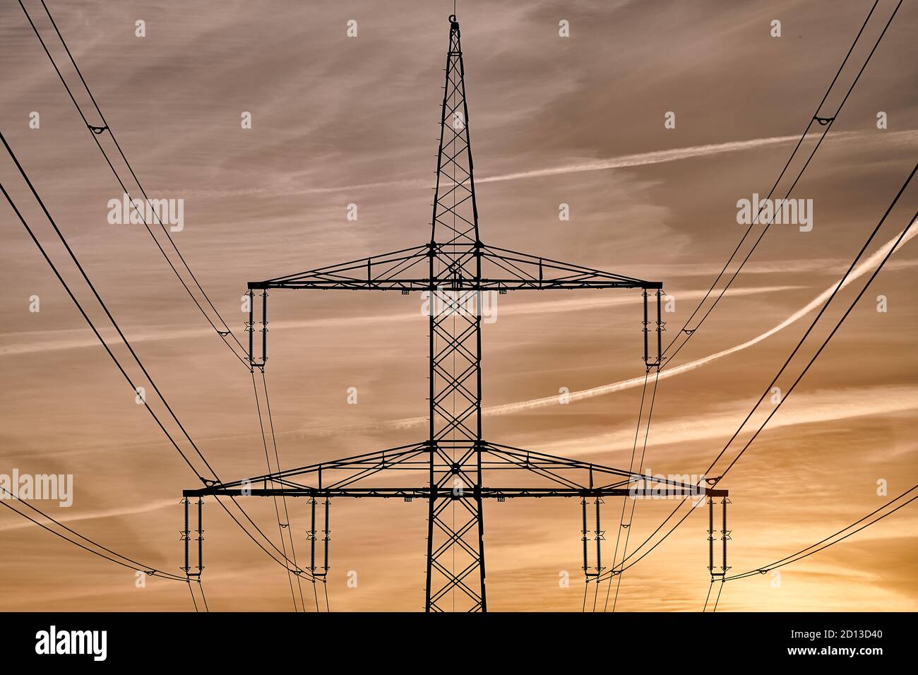 electricity transportation with hgh voltage wire on pylon Stock Photo ...