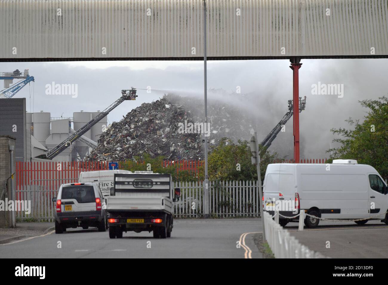Fire crews spray water onto hi-res stock photography and images - Alamy
