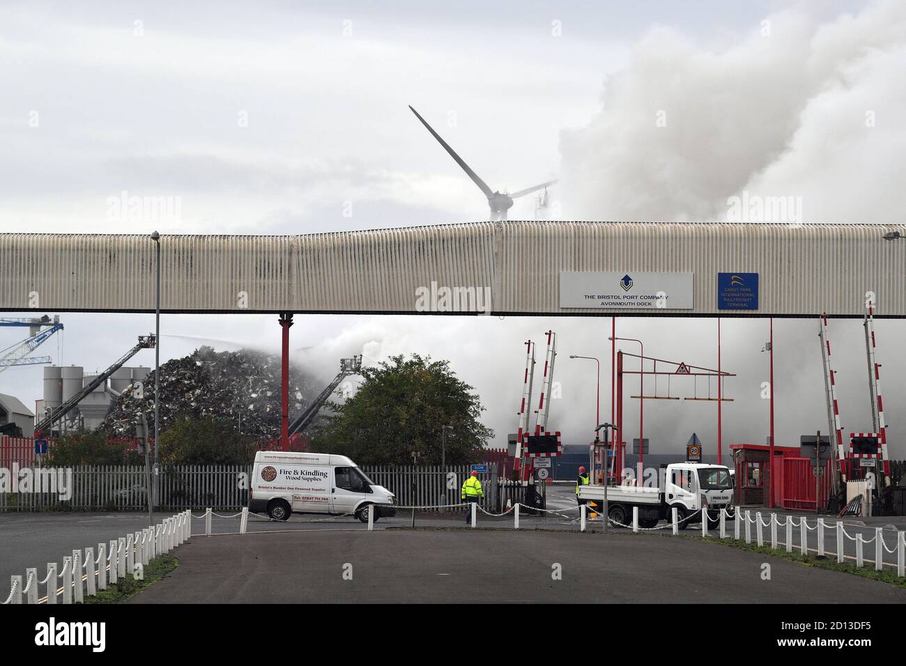 The entrance to Avonmouth Docks, where a fire in a scrap metal pile has ...