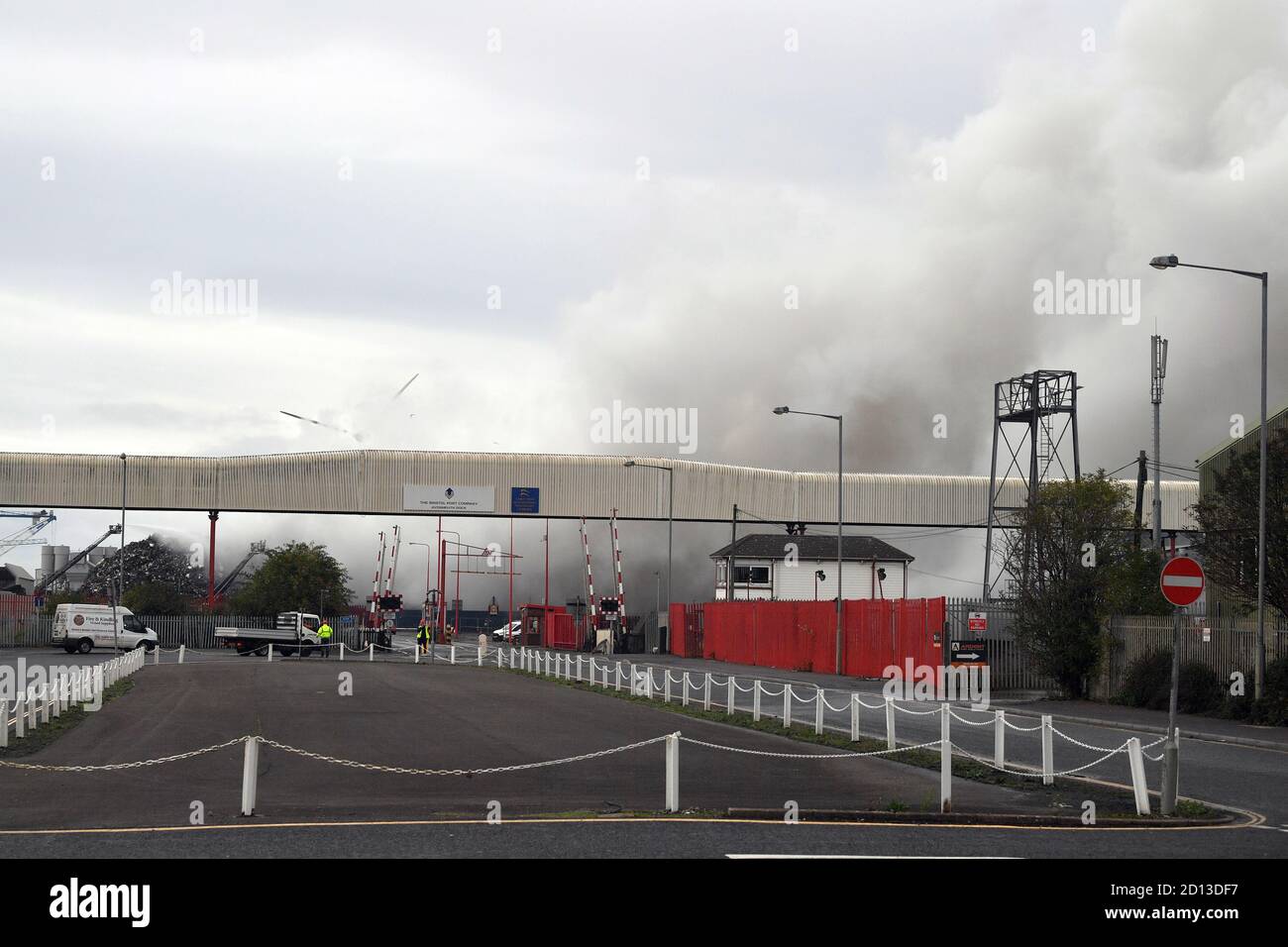 The entrance to Avonmouth Docks, where a fire in a scrap metal pile has ...