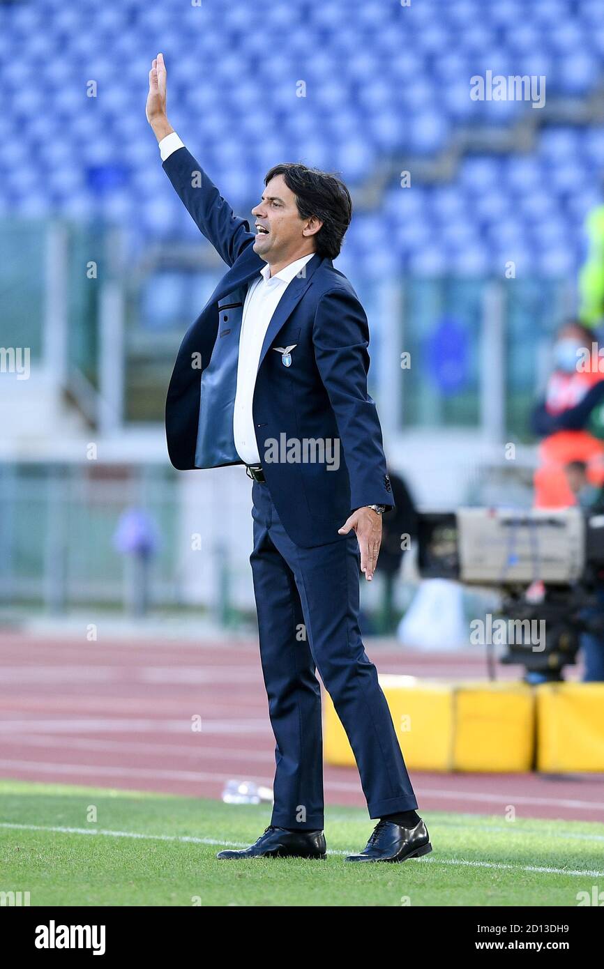 Simone inzaghi manager of ss lazio gestures hi-res stock photography ...