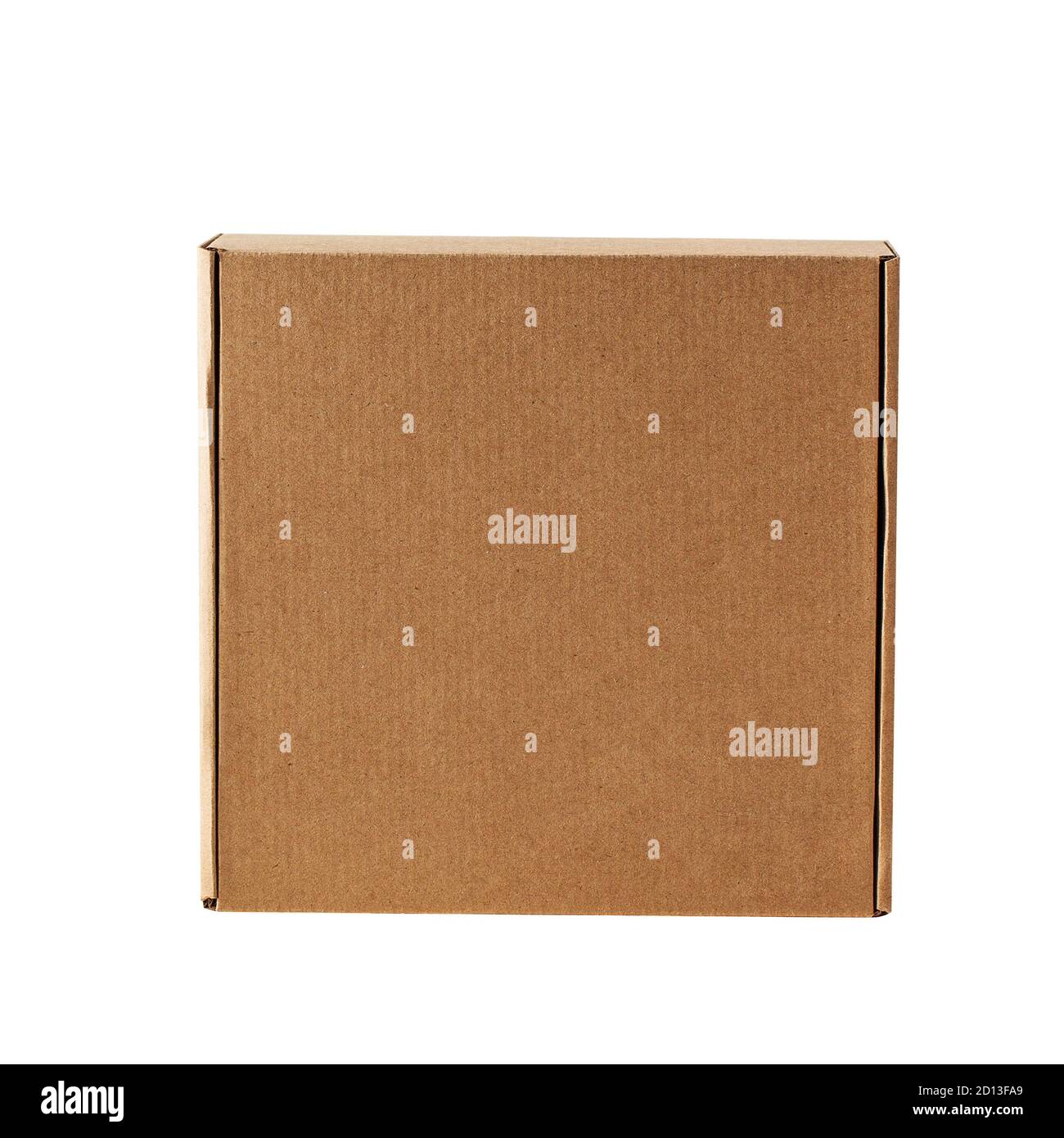 Kraft cardboard square closed box top view on a white background Stock ...