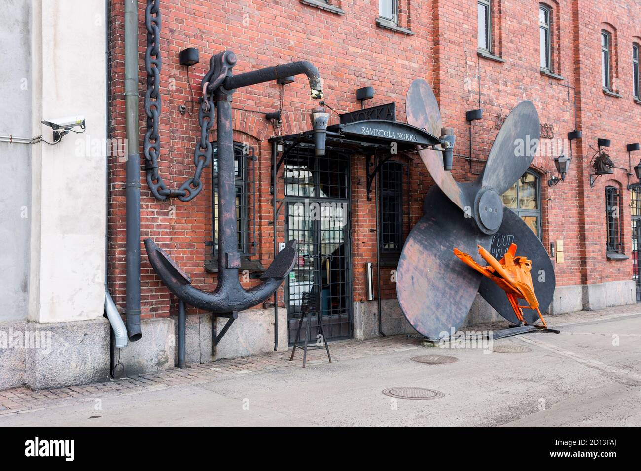 Helsinki, Finland. The Ravintola Nokka, a restaurant with a large boat ...