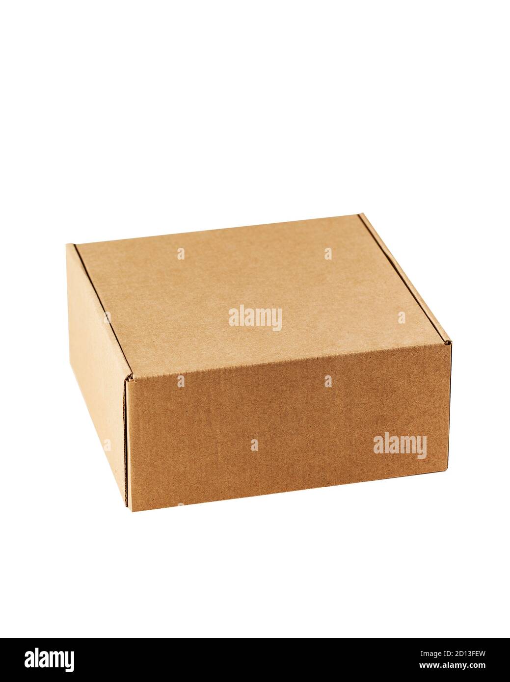Kraft cardboard square closed box top view on a white background Stock ...