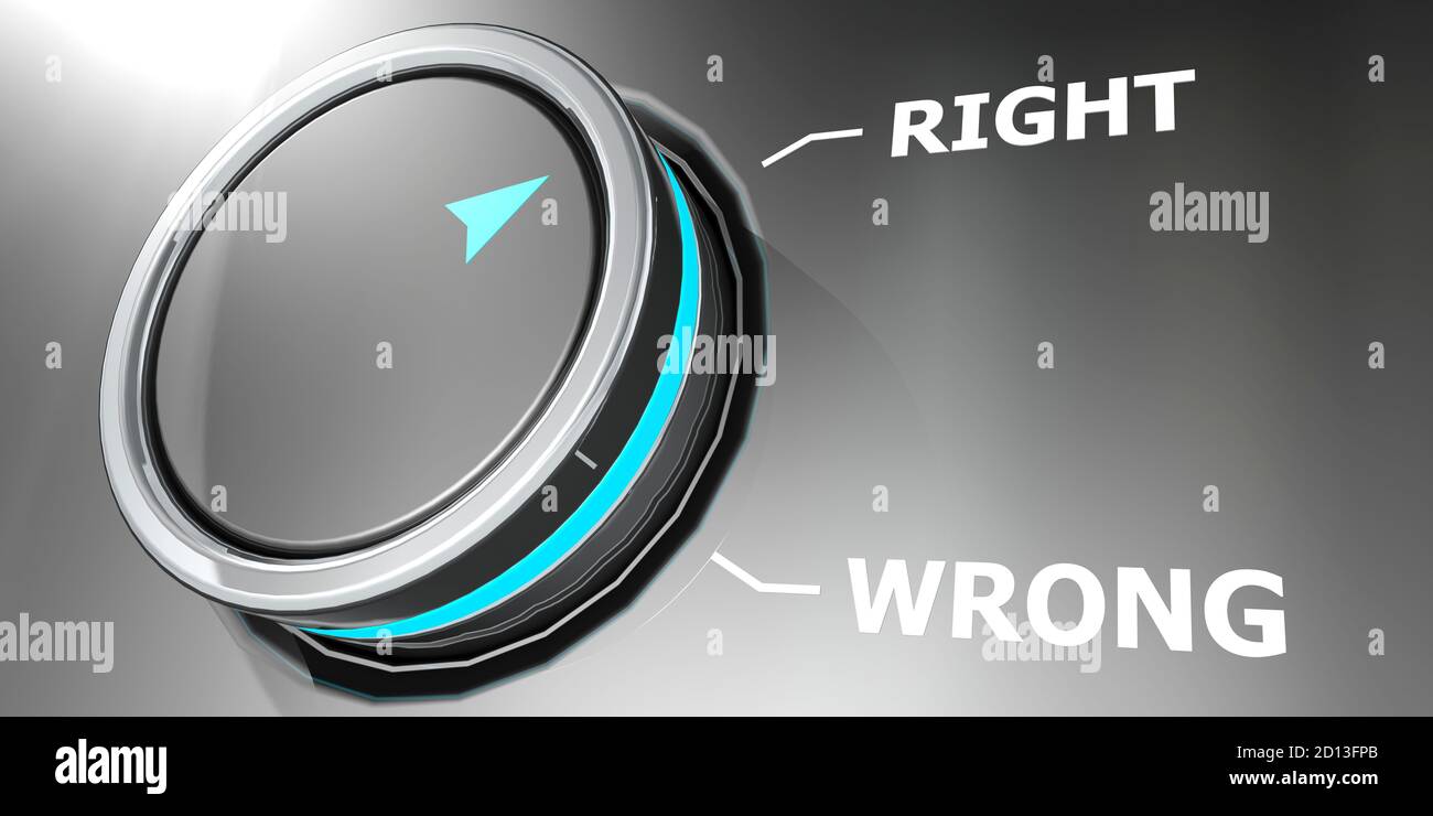 Knob turn to right word, 3D rendering Stock Photo - Alamy