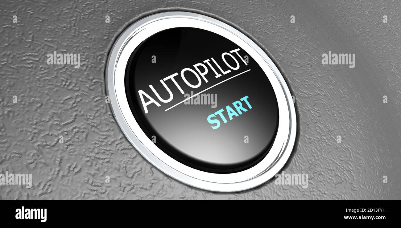 Autopilot button with metal ring, 3D rendering Stock Photo - Alamy