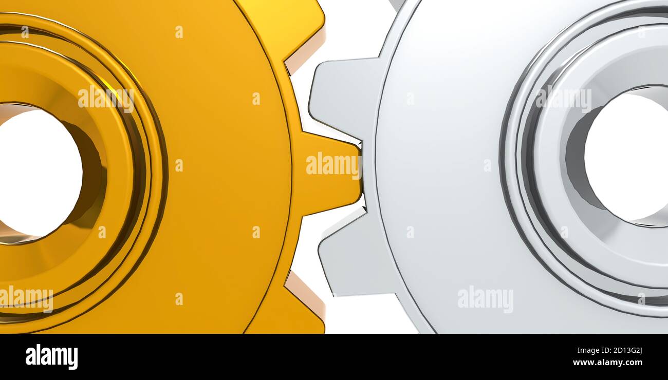 Gears engaged in white background, 3d rendering Stock Photo - Alamy