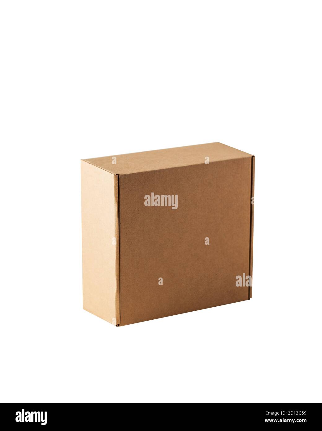 Kraft cardboard square closed box top view on a white background Stock ...