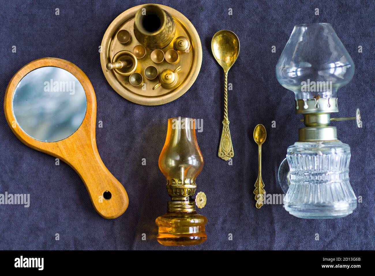 Vintage objects on the table, old beautiful things Stock Photo - Alamy