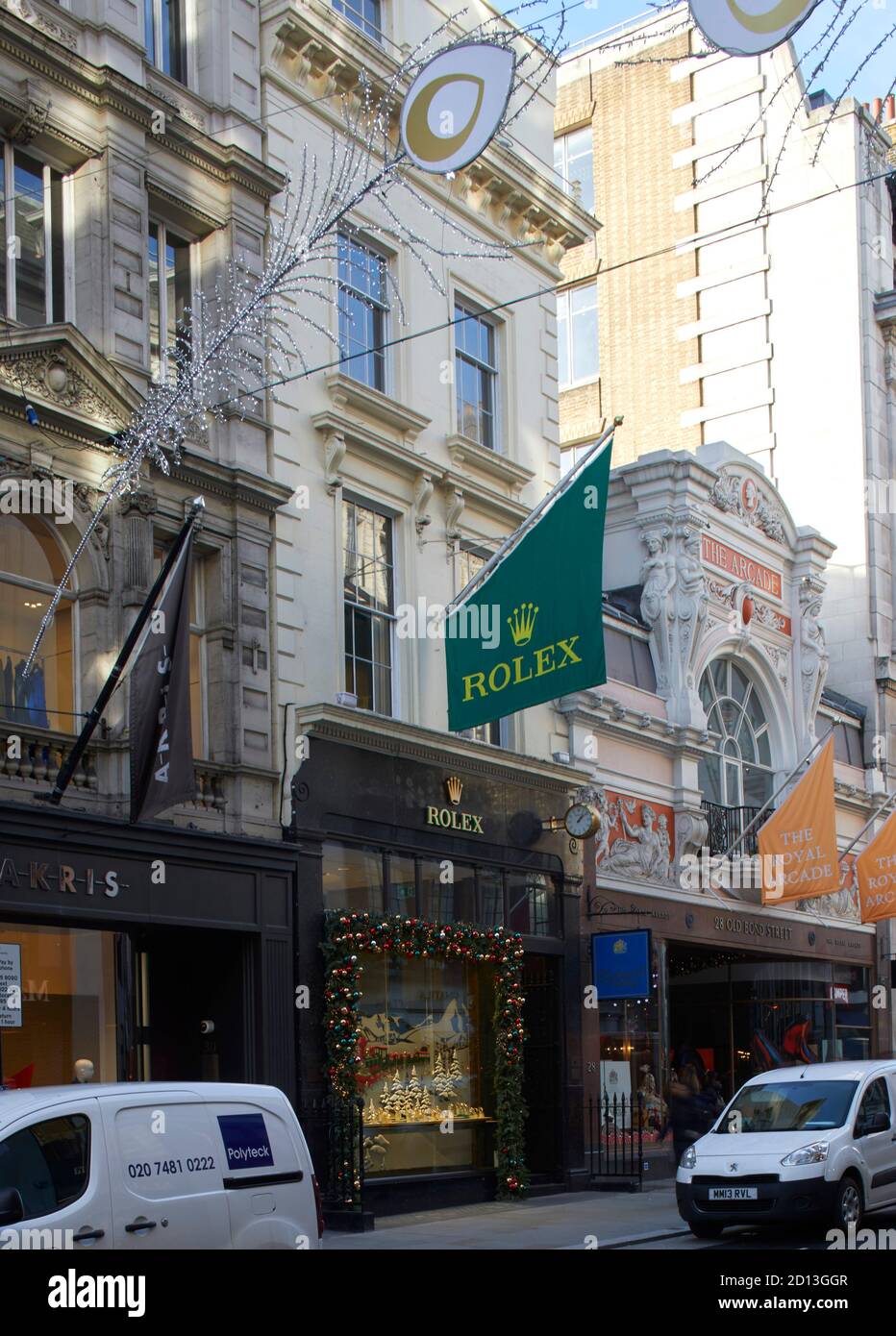 Upmarket shops on Bond street. London cityscape, streets and facades ...
