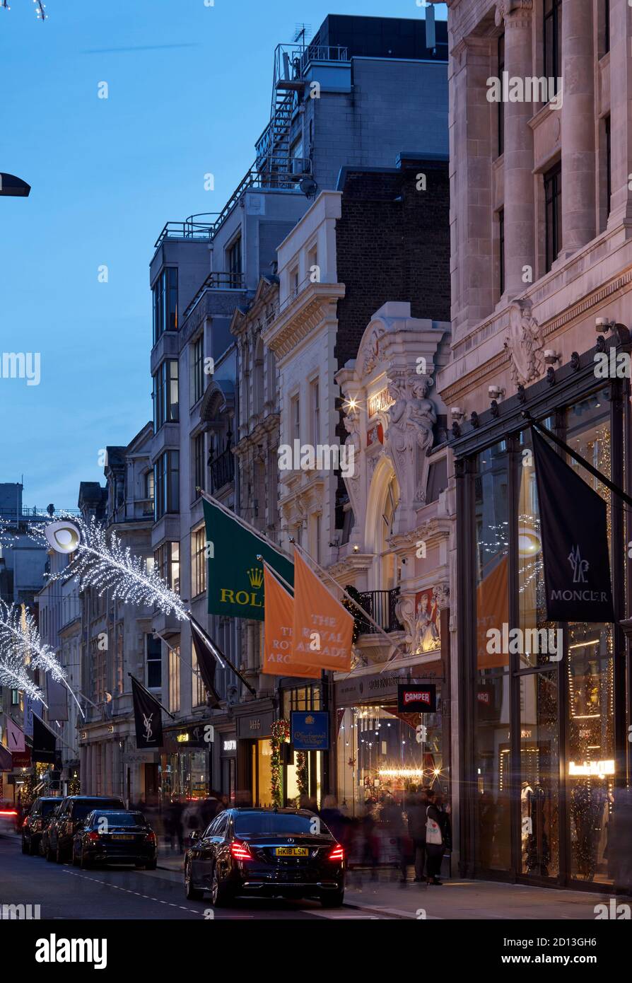 Upmarket shops on Bond street. London cityscape, streets and facades ...