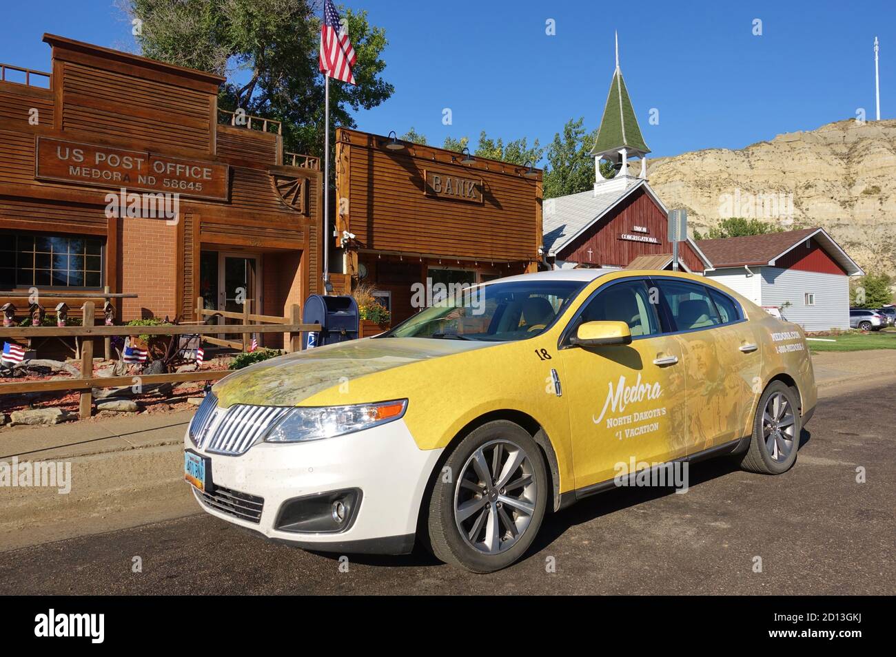 MEDORA, ND -12 SEP 2020- View of the main street in the historic town ...
