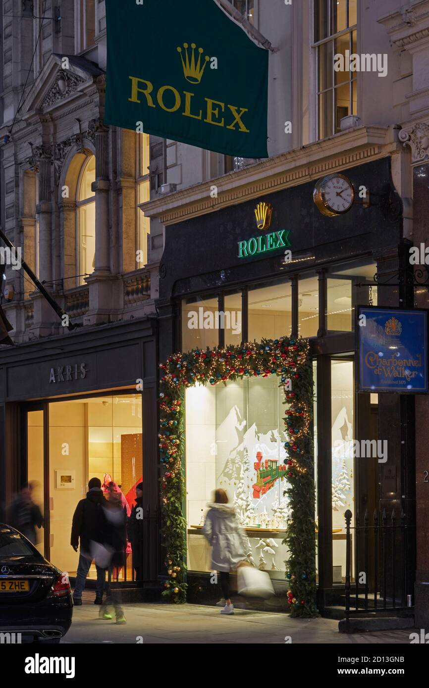 Upmarket shops on Bond street. London cityscape, streets and facades ...